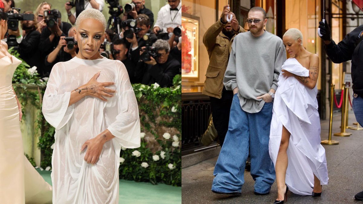 2024 Met Gala Doja Cat紅毯僅穿一件「淋濕的t恤」？從幾天前的街拍看出造型端倪